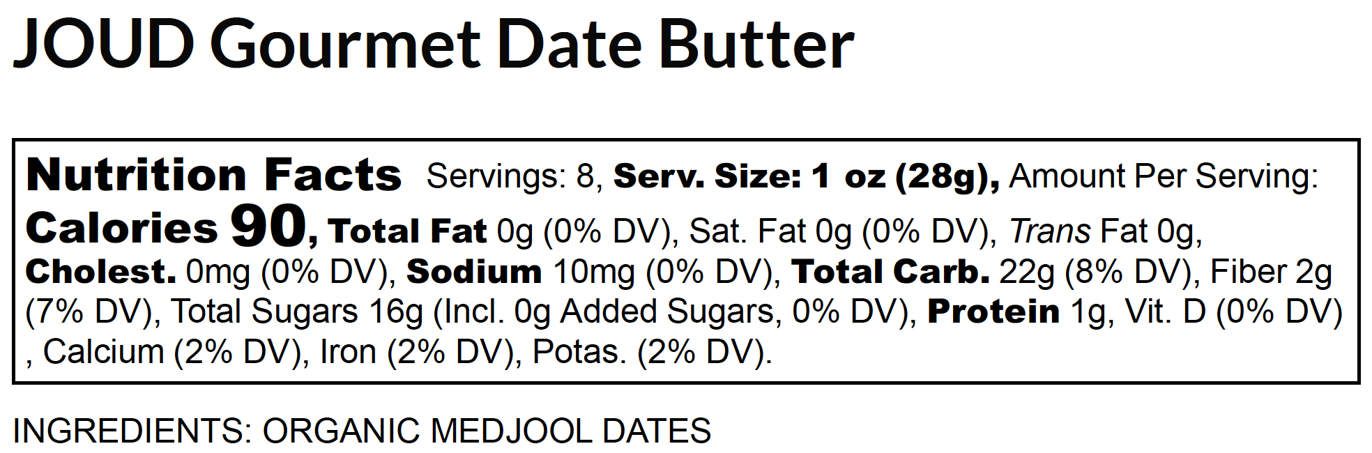JOUD Date Butter - 8oz